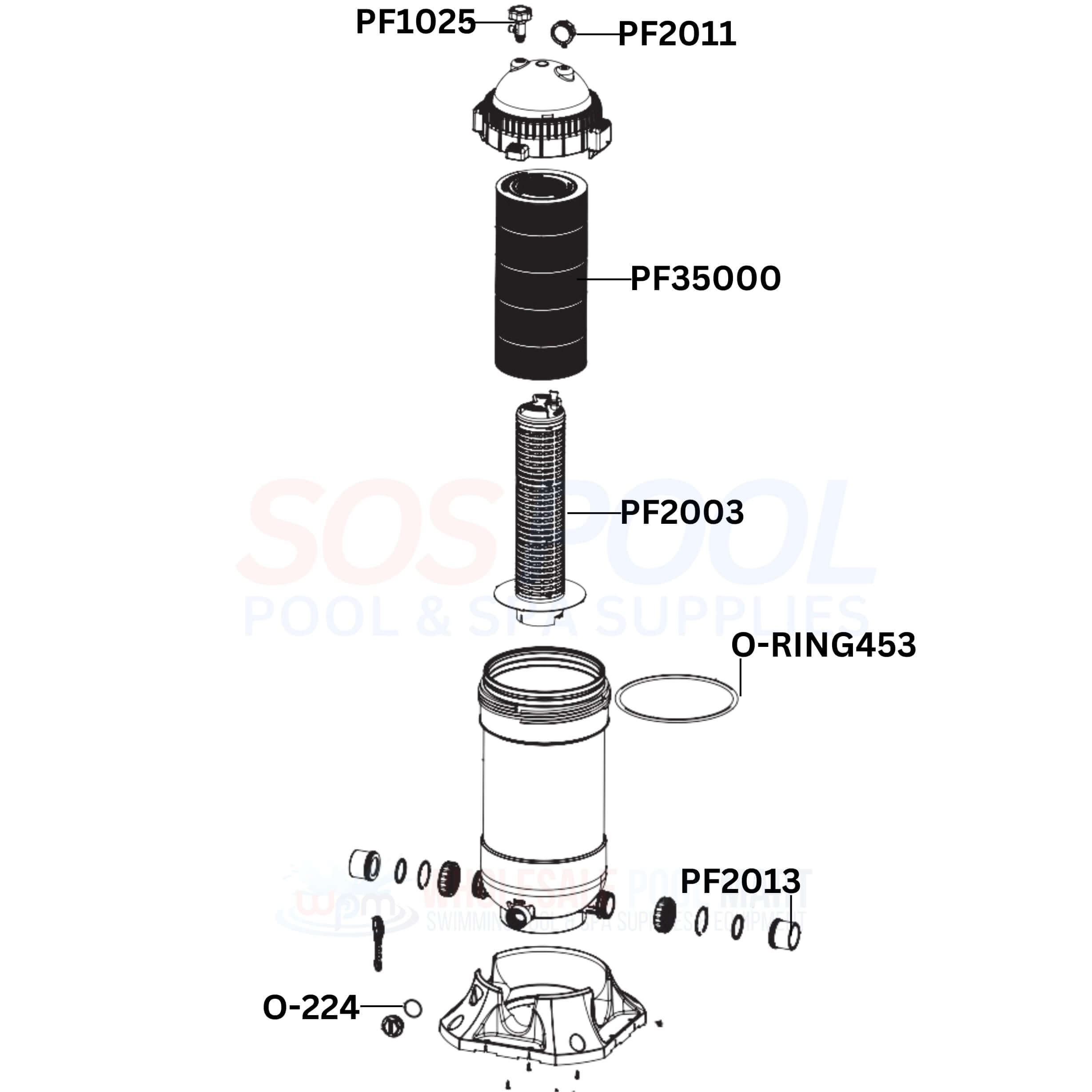 AquaStar Pipeline PLF35000 Filter Diagram & Part List