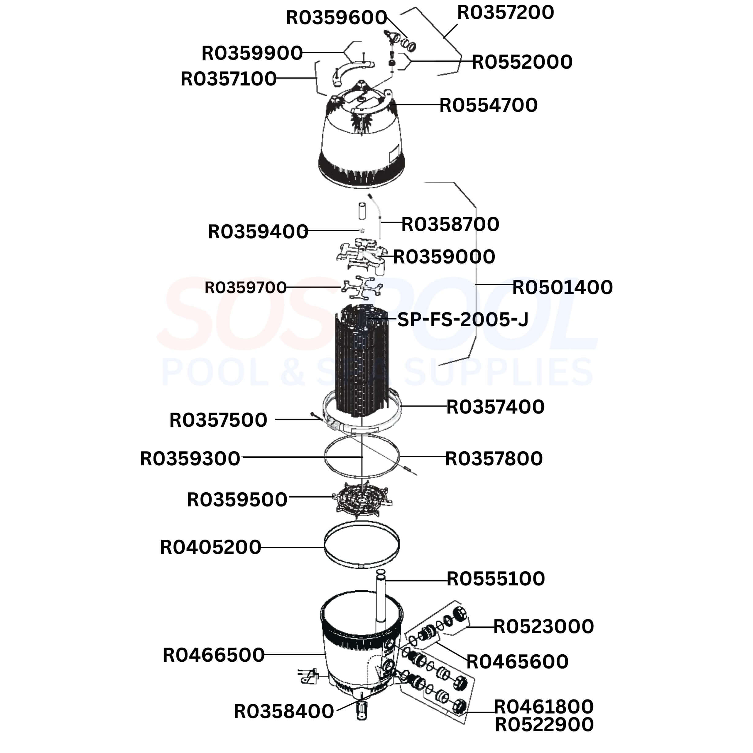 Jandy DEV60 & DEL60 Filter Replacement Parts Diagram