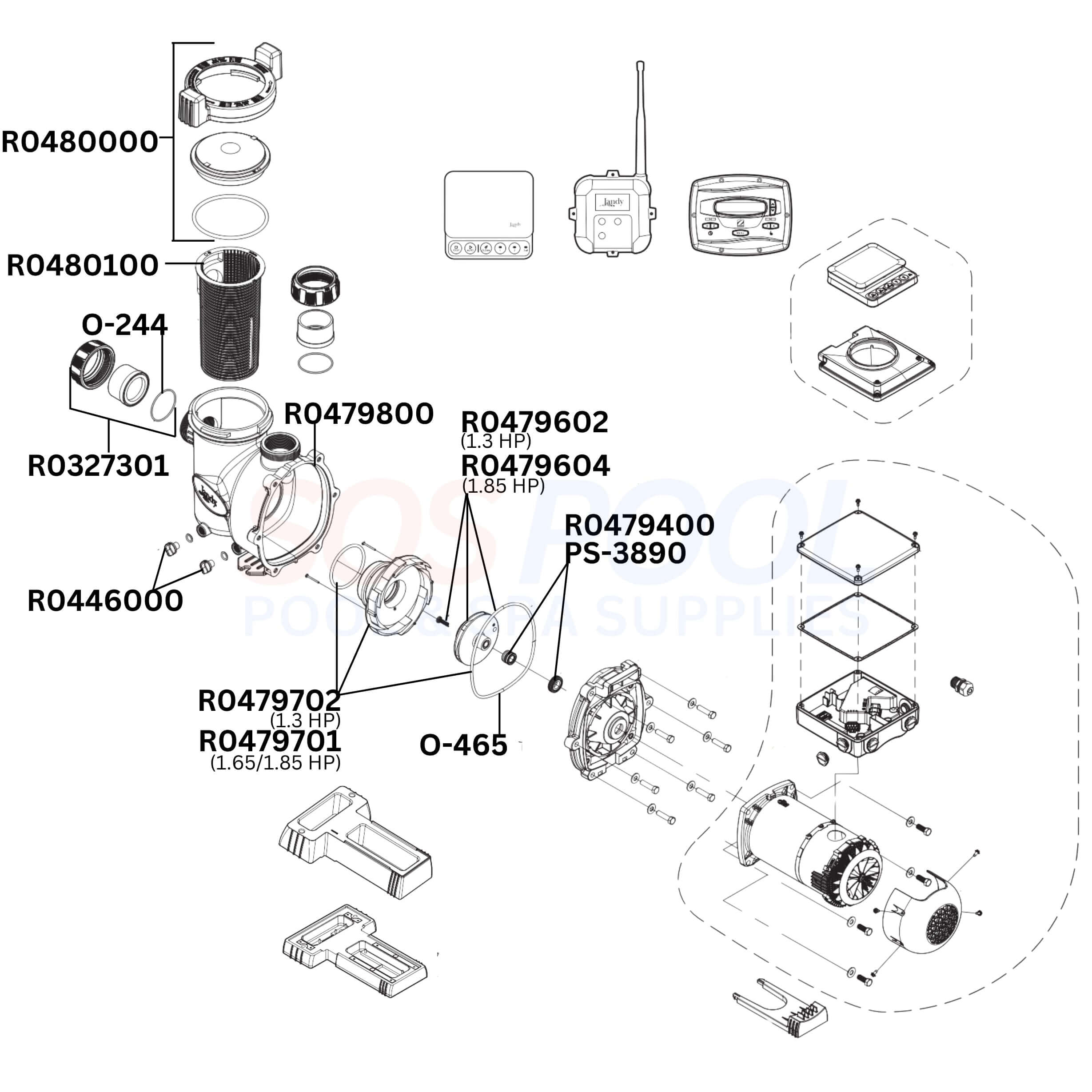 Jandy VS FloPro Variable Speed Pump Diagram & Part List