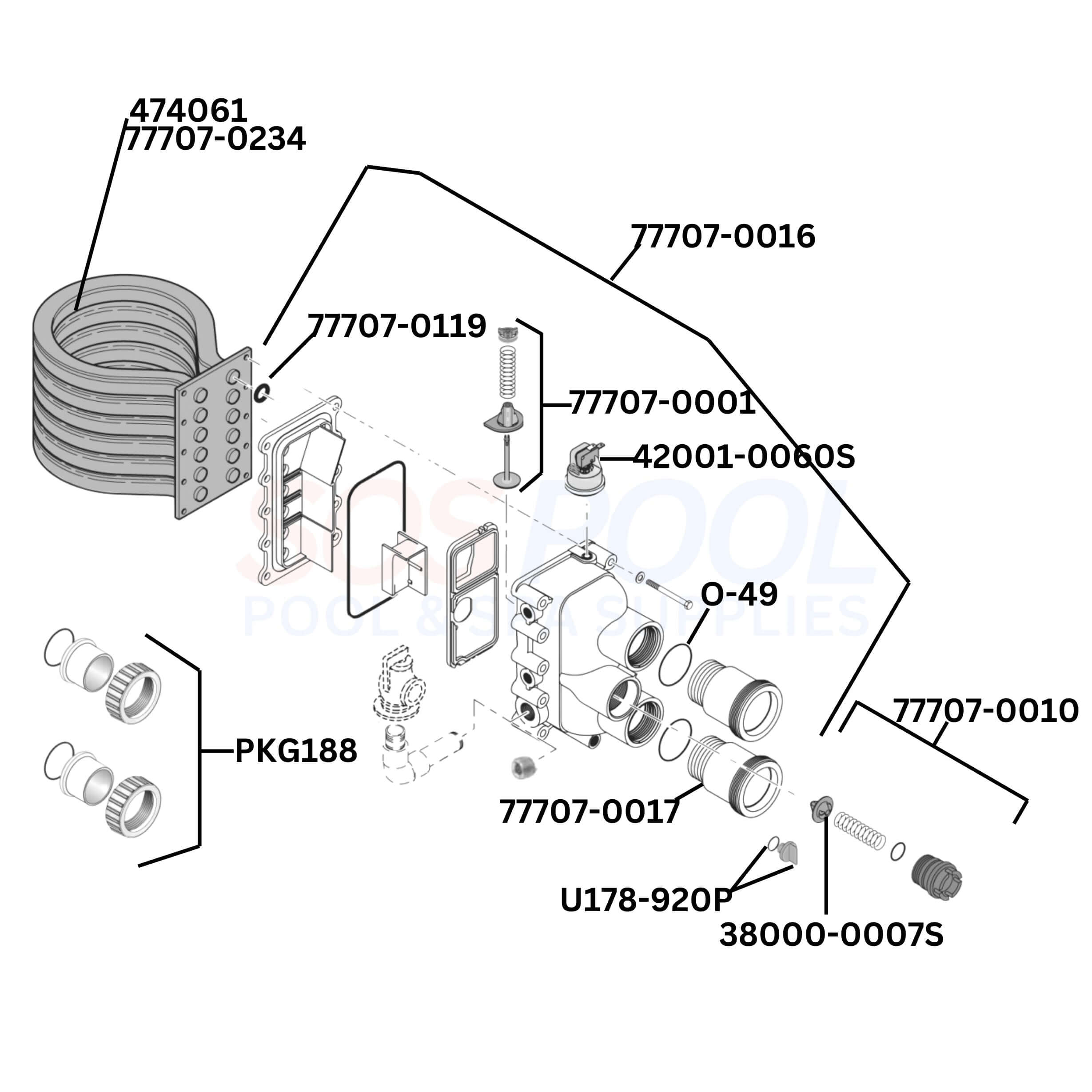 Pentair MasterTemp 400 460736 Heater Diagram & Part List