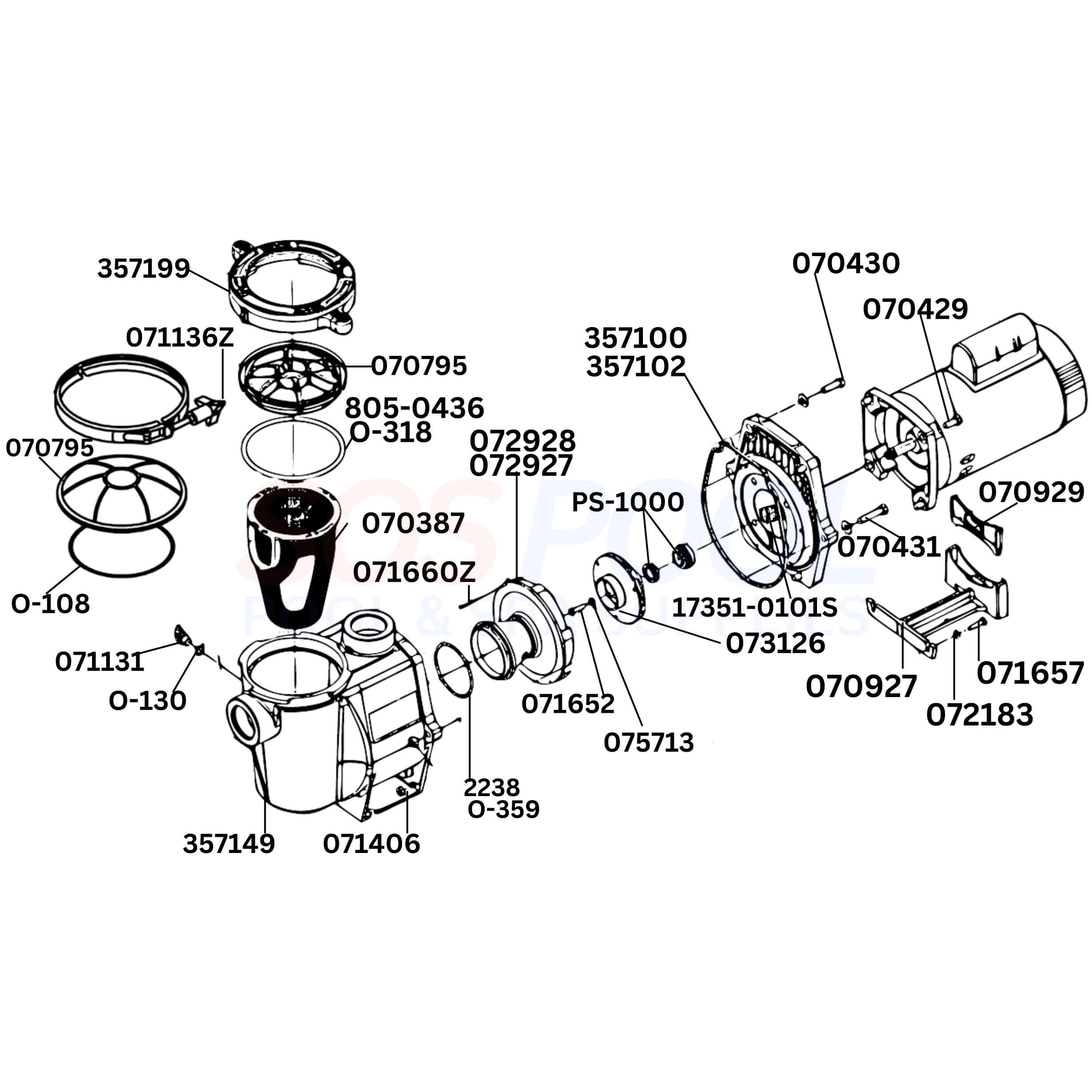 Pentair WhisperFlo VST Pump Replacement Parts Diagram