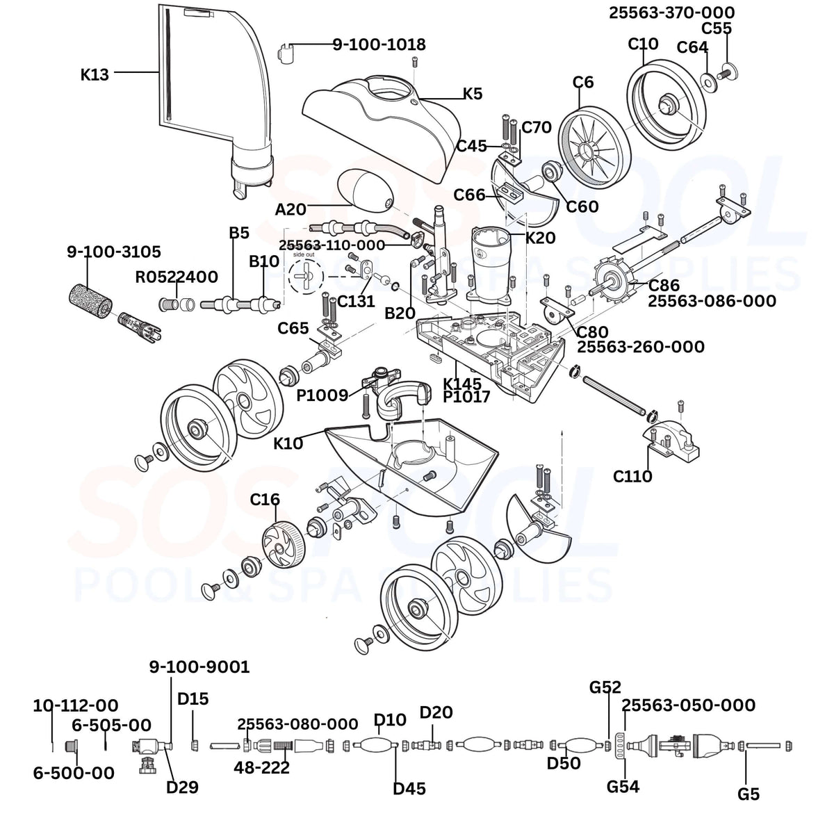 Polaris Internal Frame For Vac-Sweep 280 Cleaners | K145