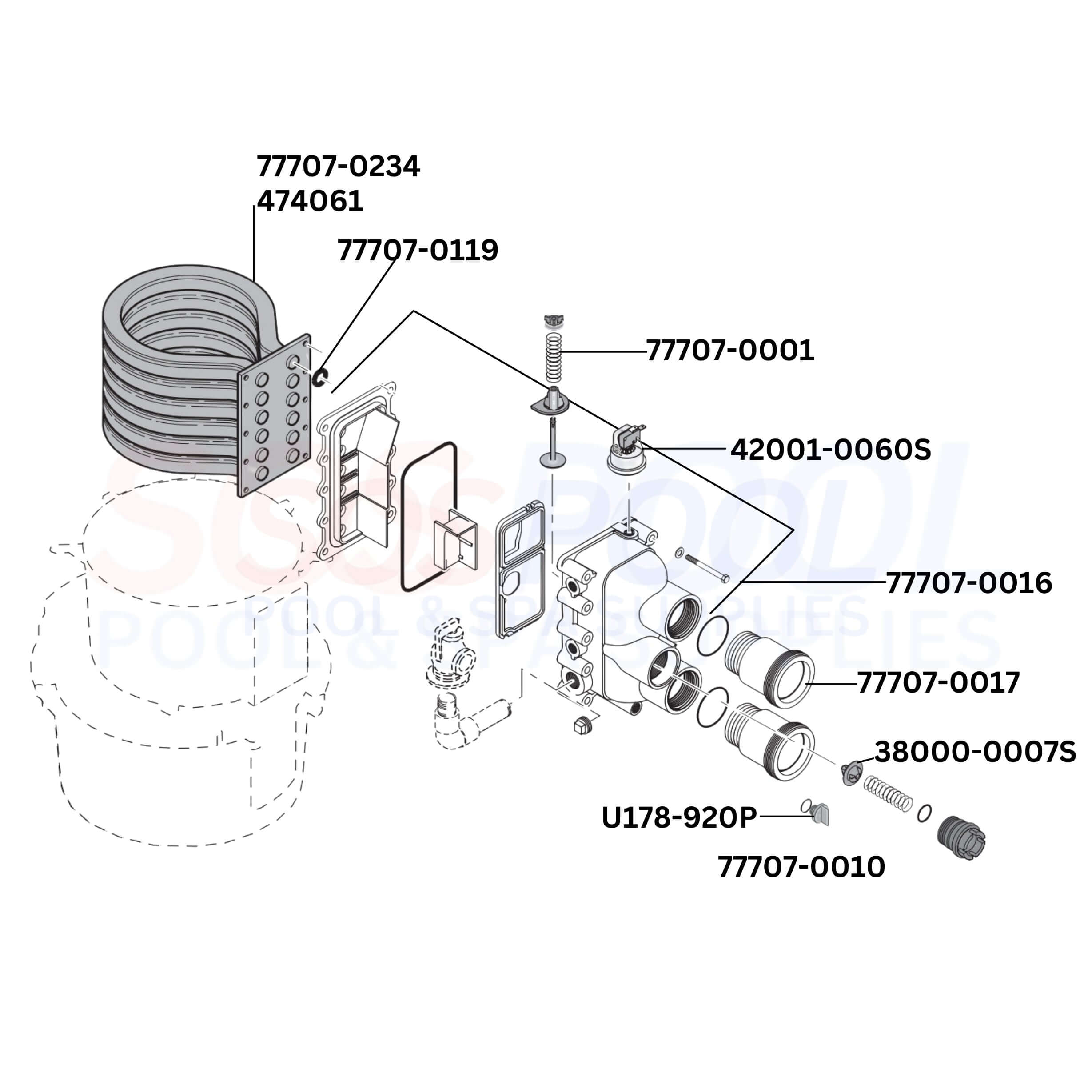 Sta-Rite Max-E-Therm SR400NA Heater Diagram & Part List