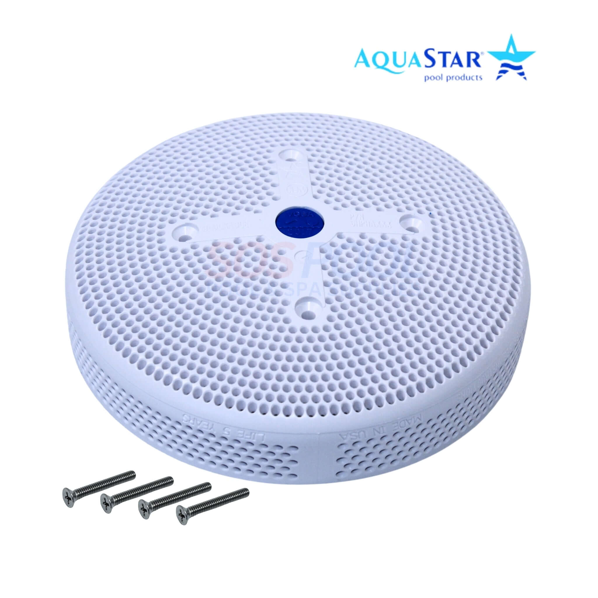 AquaStar 6" Round Suction Outlet Drain Cover | White | 6HPHA101