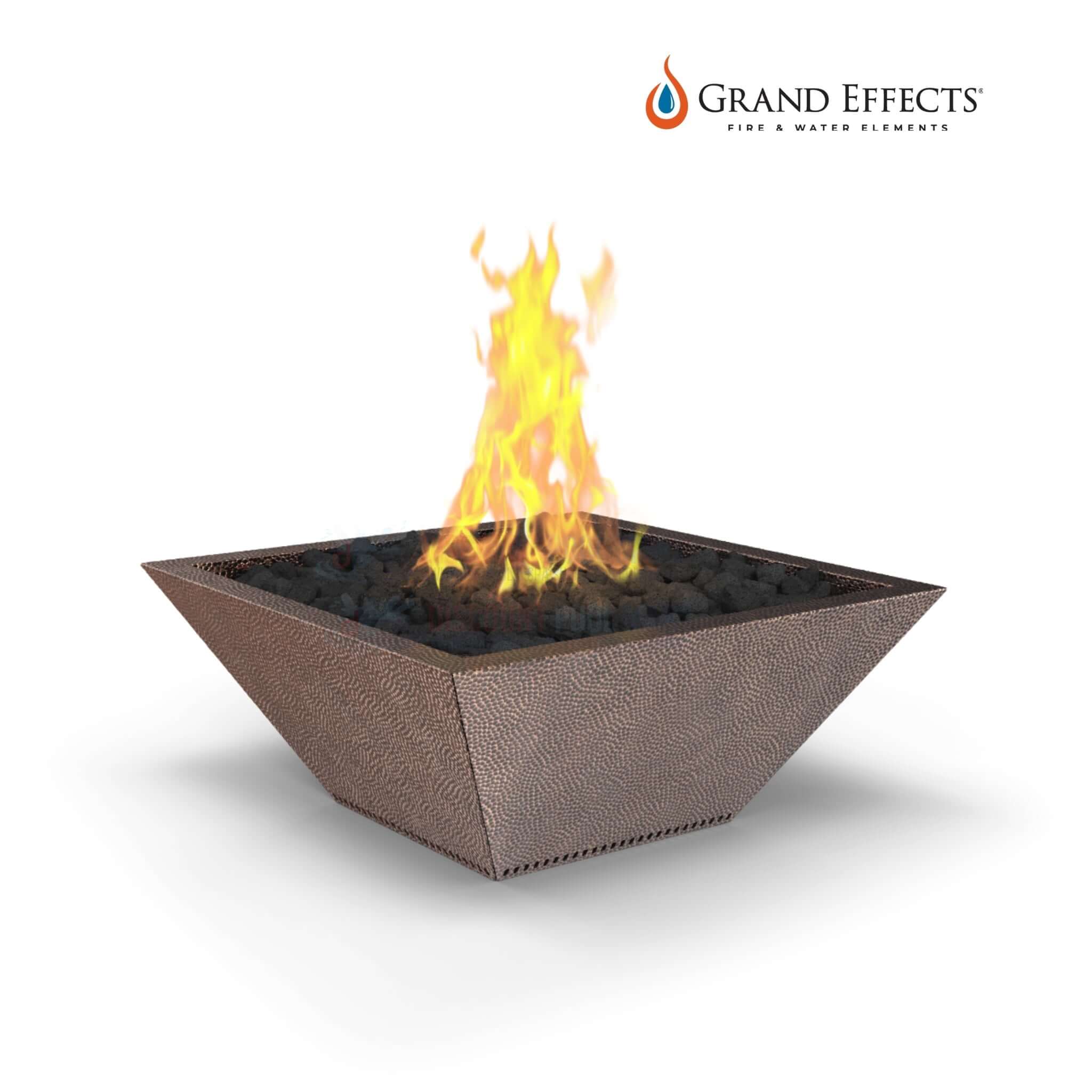 Grand Effects Corinthian Fire Bowl | Square | Oil Rubbed | Hammered Co