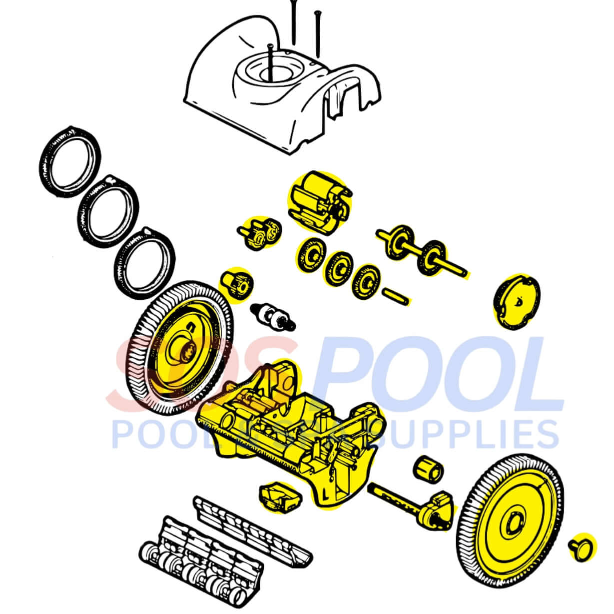 Hayward Poolvergnuegen 2 Wheel Cleaner | Lower Body Rebuild Kit | PVGX