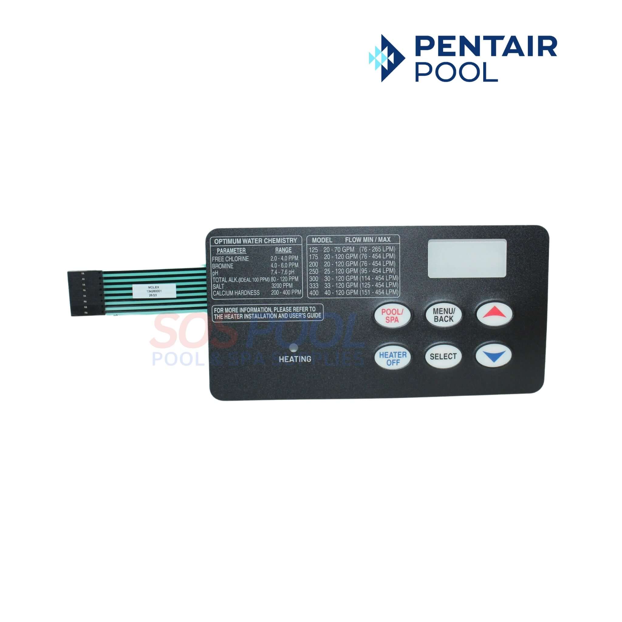 Pentair 6 Button Membrane Keypad For MasterTemp and Max-E-Therm Heater