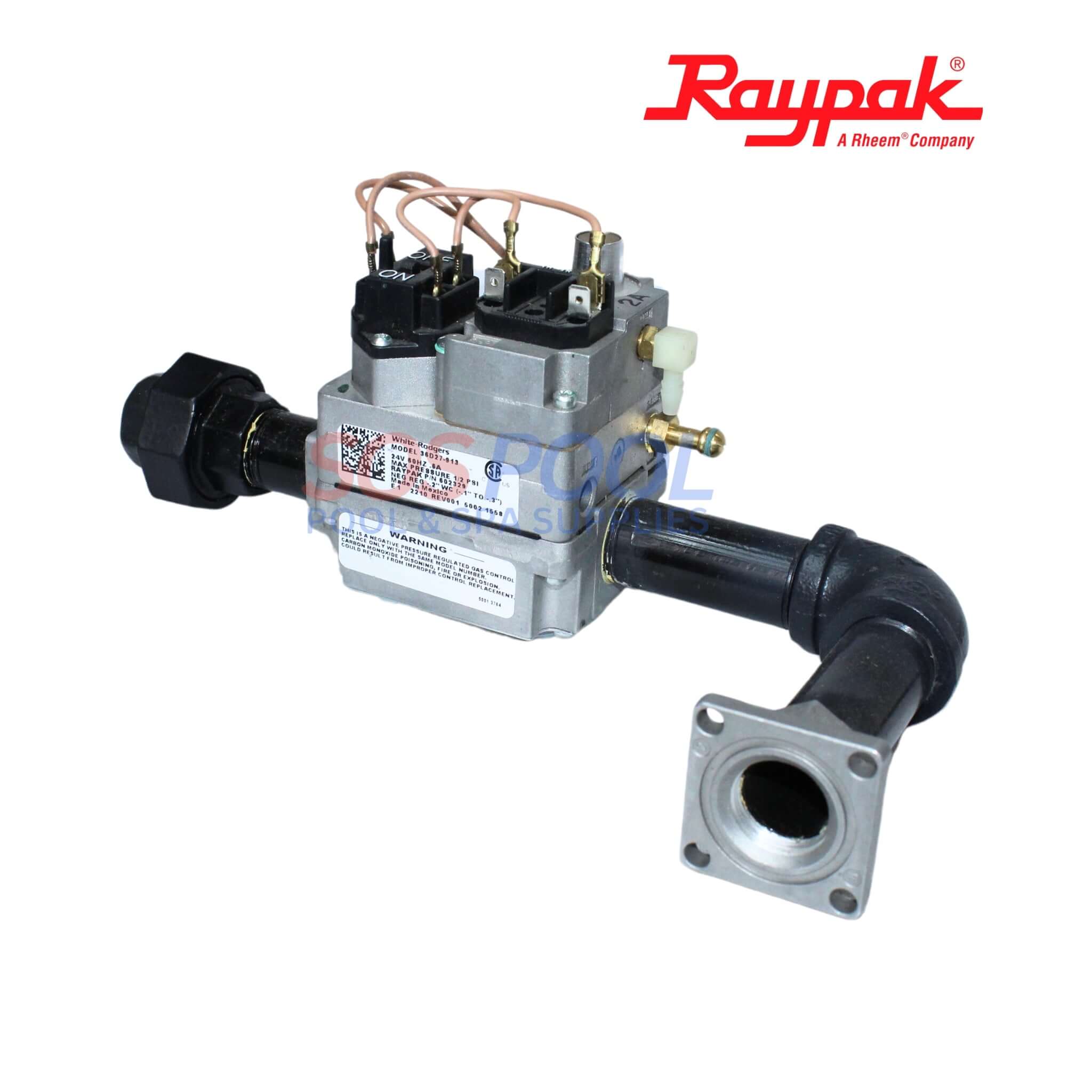Raypak Gas Valve With Gas Line Half For AVIA Heaters | 018870F