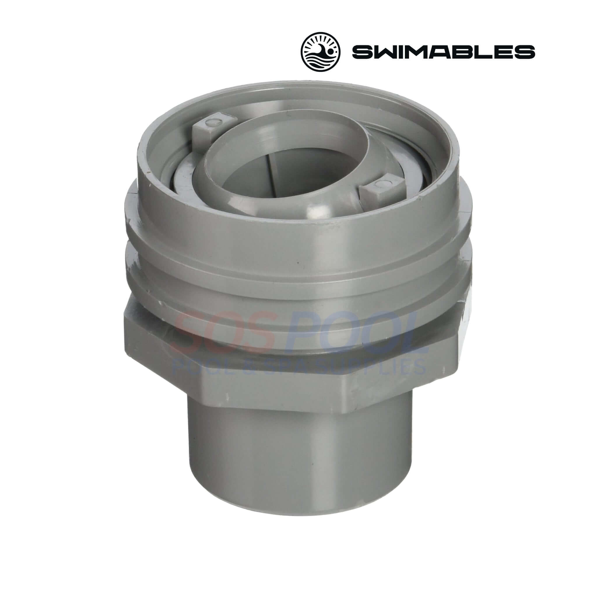 Swimables Gray Flush Mount Return Fitting | 1" Socket x 1" Eyeball | S
